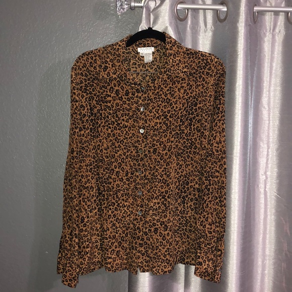 Vintage | Tops | Vintage Cheetah Print Blouse | Poshmark